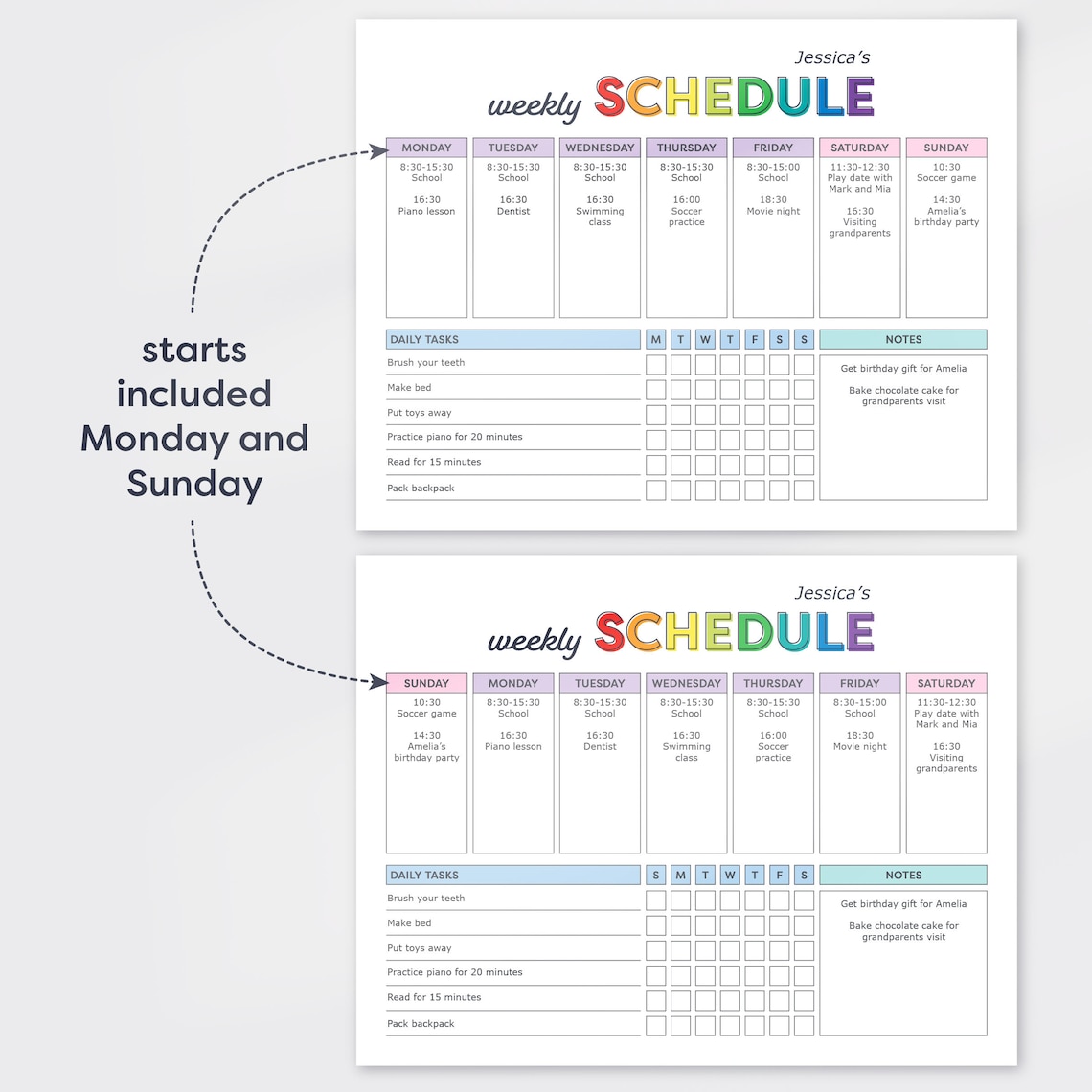 Editable Weekly Schedule Kids, Kids Weekly Planner Printable, Weekly ...