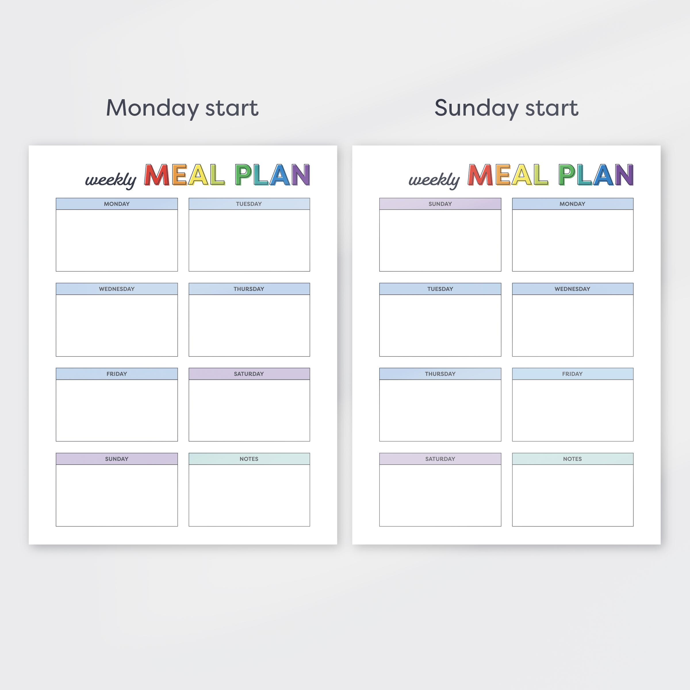 Simple Meal Planner Printable, Weekly Menu Planner, Grocery List ...