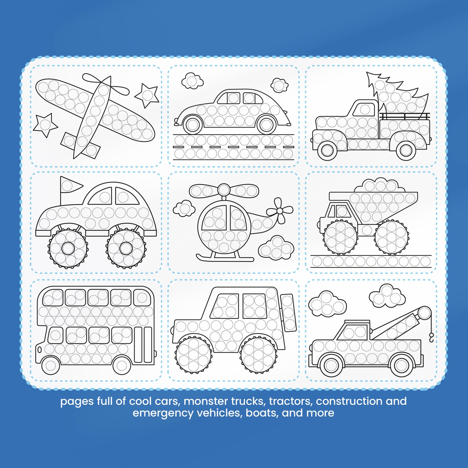 Vehicles Dot Marker Coloring Pages for Kids | Activity Printables for ...