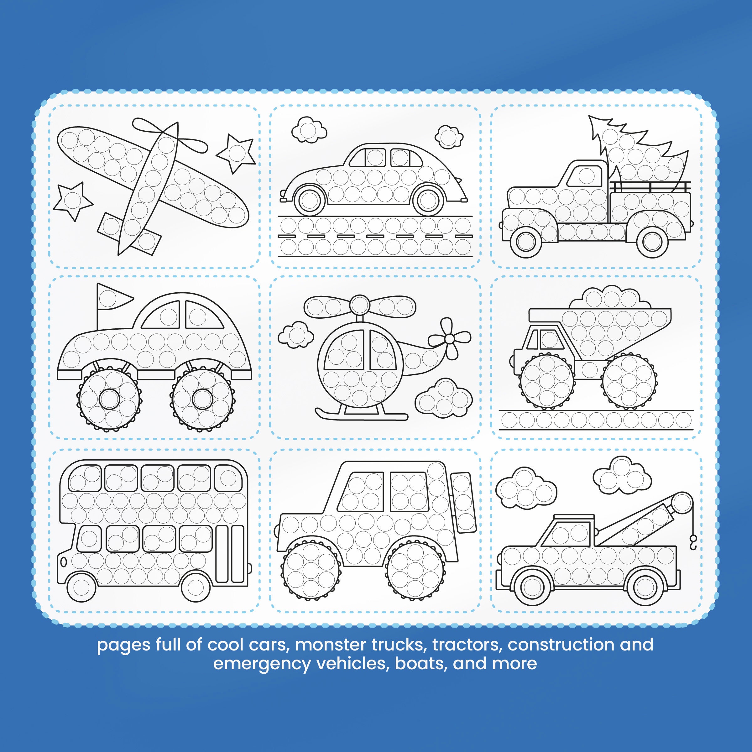 Vehicles Dot Marker Coloring Pages for Kids | Activity Printables for ...