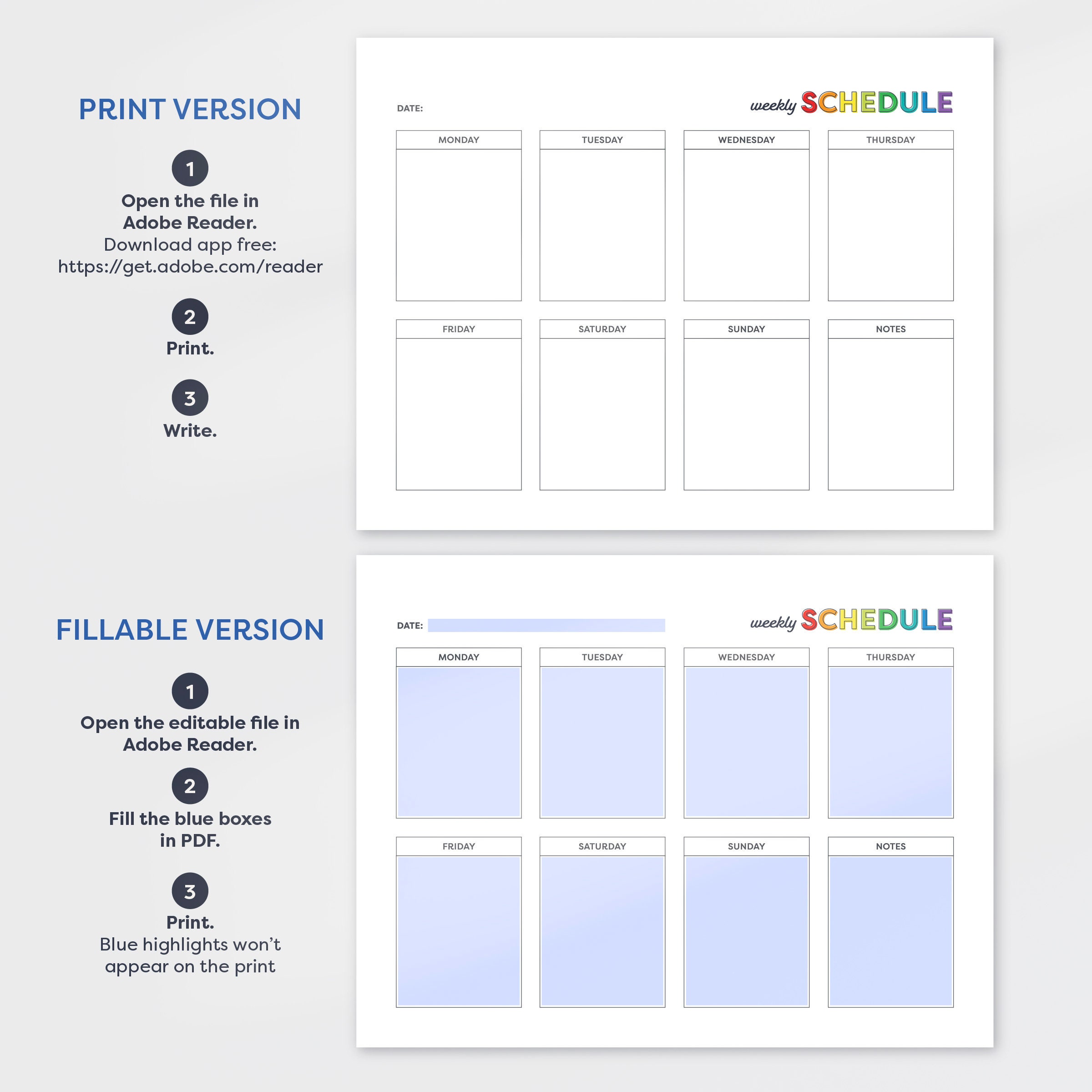 Weekly Planner Printable, Minimal Weekly Schedule, Weekly Organizer ...