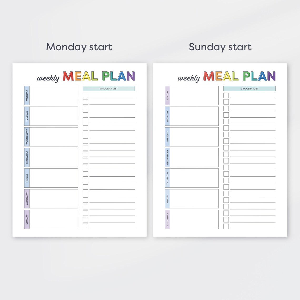Meal Planner Printable, Weekly Menu Planner With Grocery List, Shopping ...