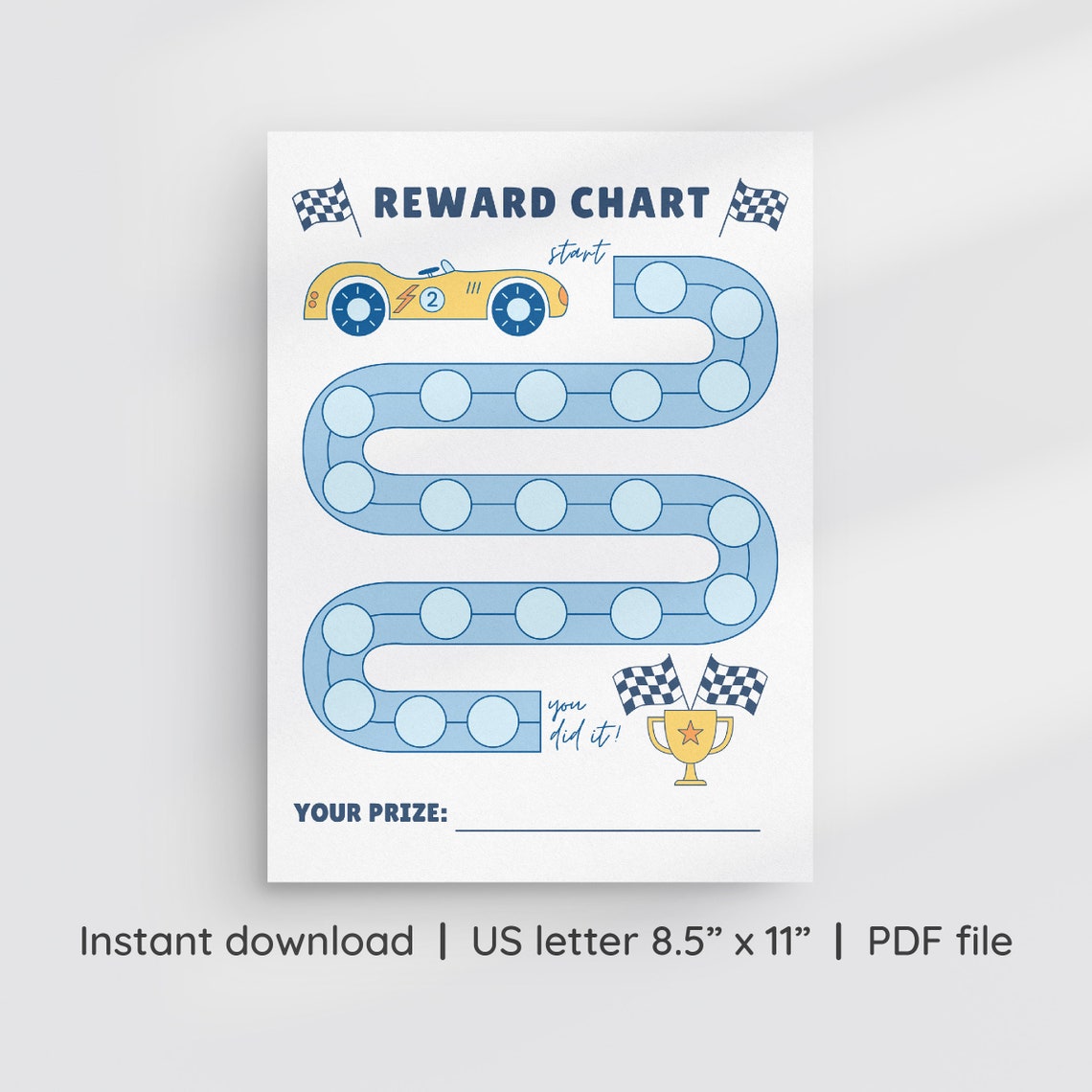 Racing Car Reward Chart Printable, Cars Kids Behavior Chart, Instant ...