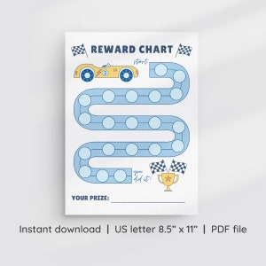 Racing Car Reward Chart Printable, Cars Kids Behavior Chart, Instant ...