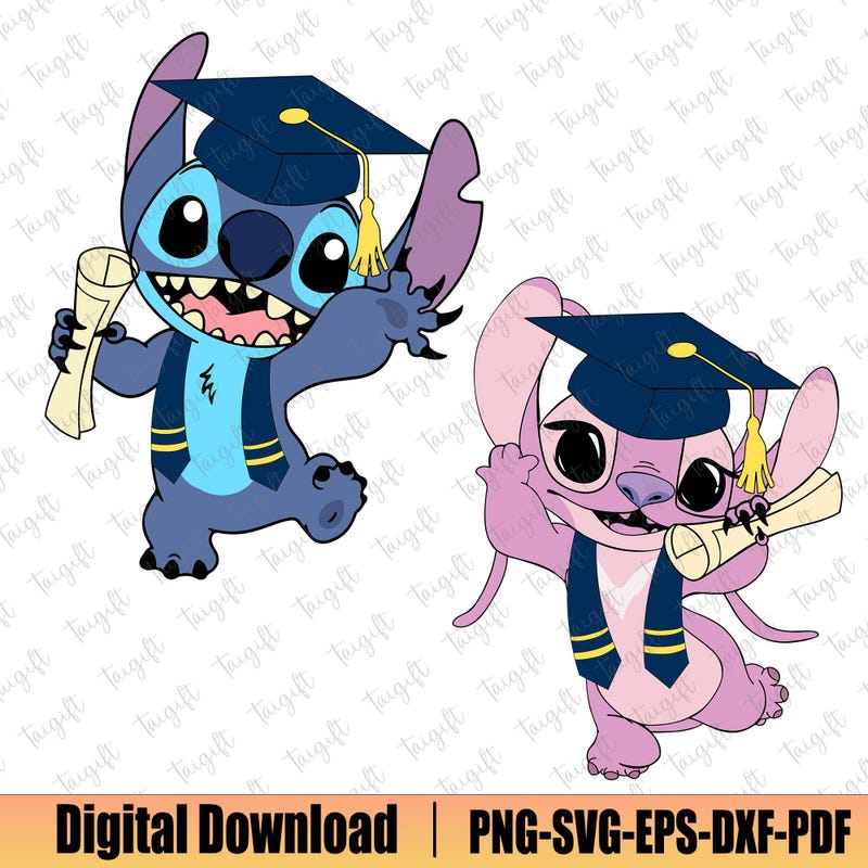 Stitch Graduation Svg - Etsy