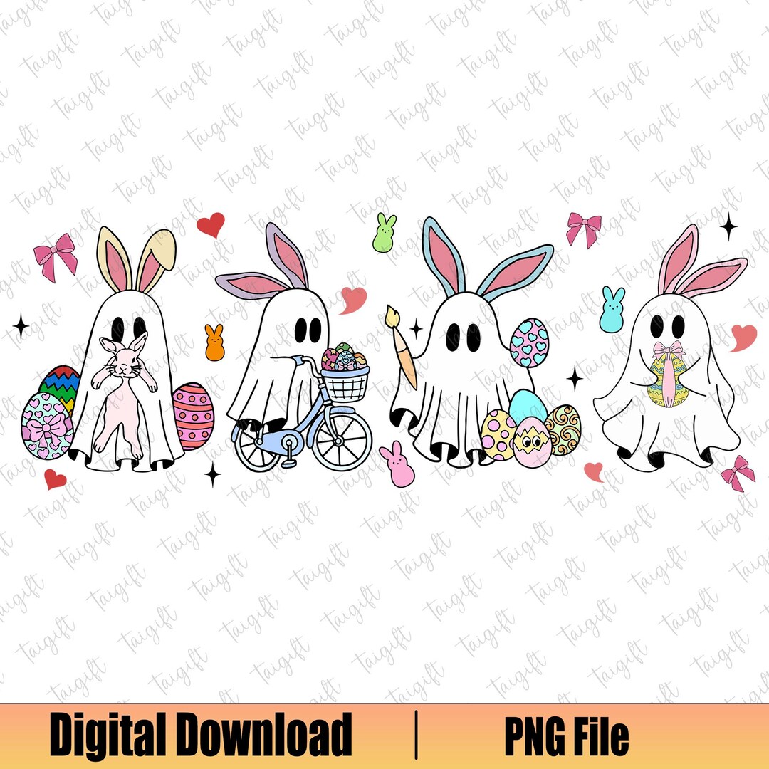 Easter Ghost Png, Cute Bunny Ghost Sublimation Design, Spooky Easter ...