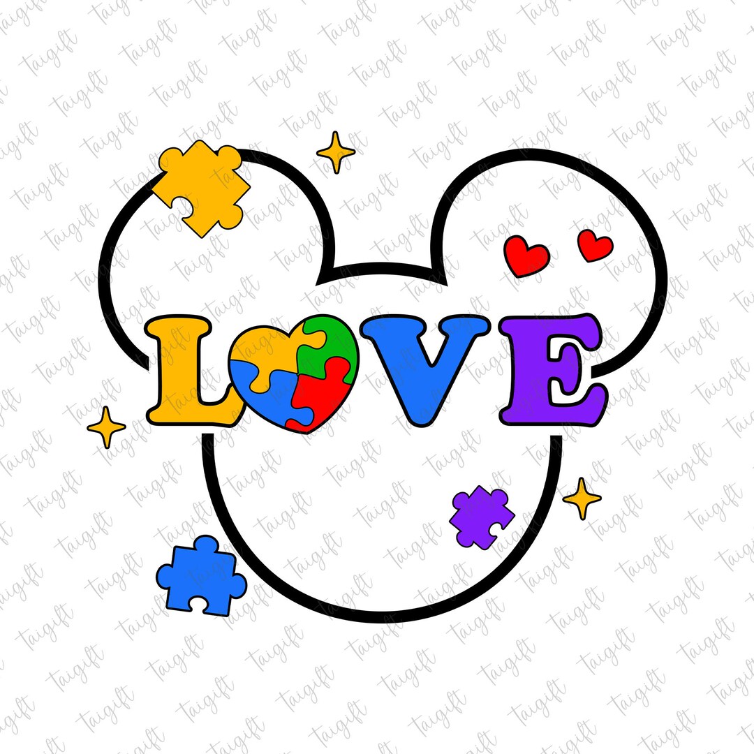 Love Mouse Autism, Puzzle Piece Svg, Autism Awareness Svg, Mouse and ...