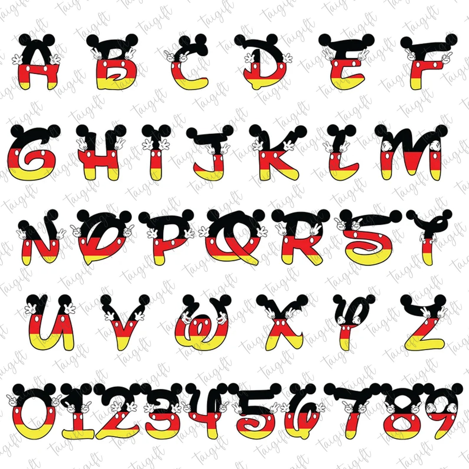 Mouse and Friend Alphabet PNG, Cute Character Alphabet PNG, Cartoons ...