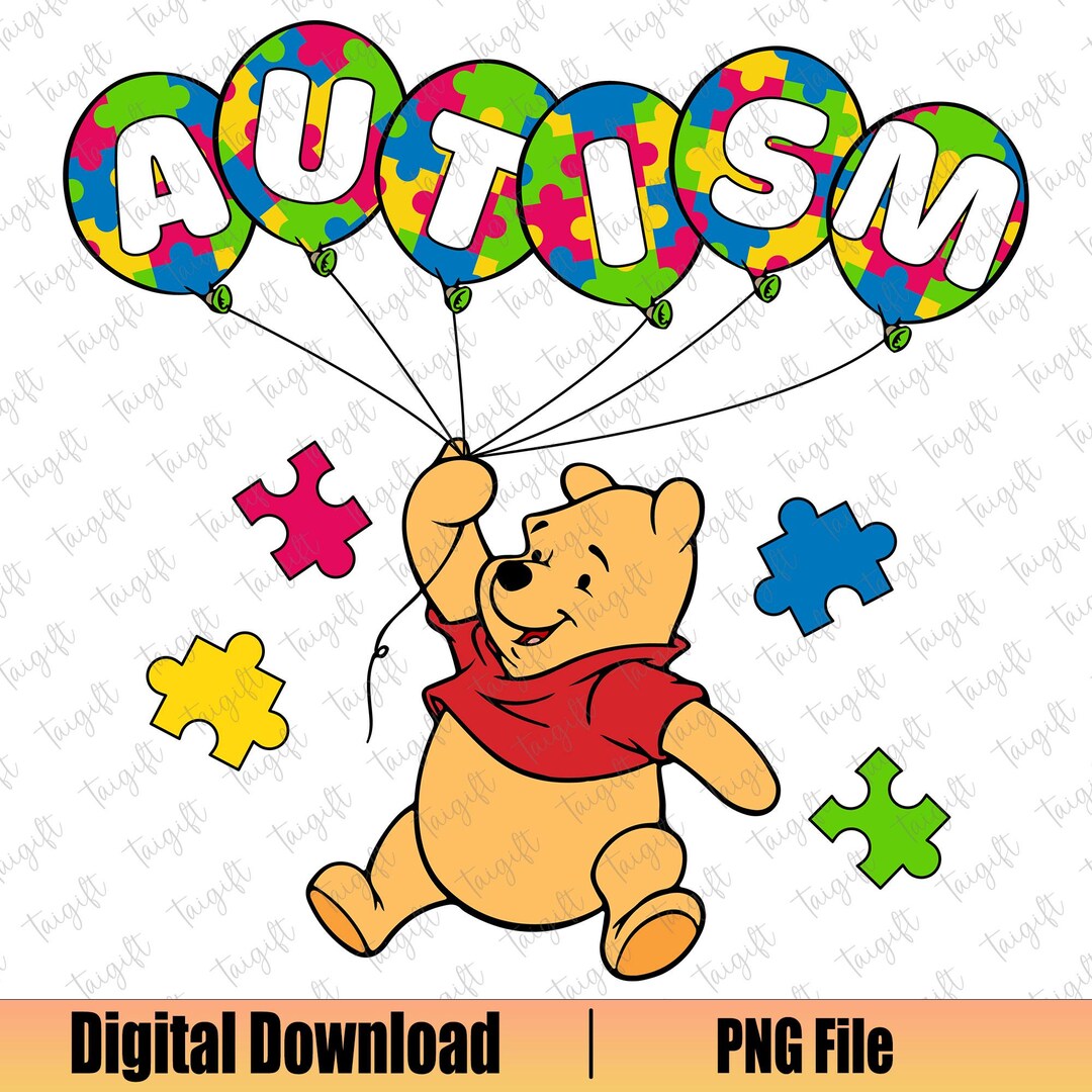 Autism Cartoon Character Png, Autism Puzzle Png, Winnie the Pooh ...