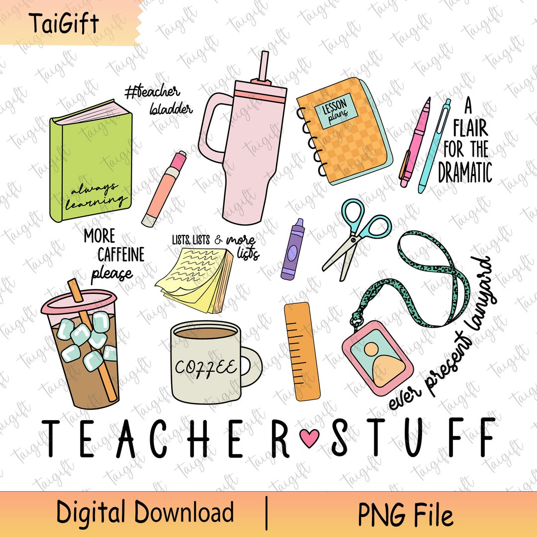 Teacher Stuff Png, Teacher Doodles Png, Groovy Teacher Png, Funny ...