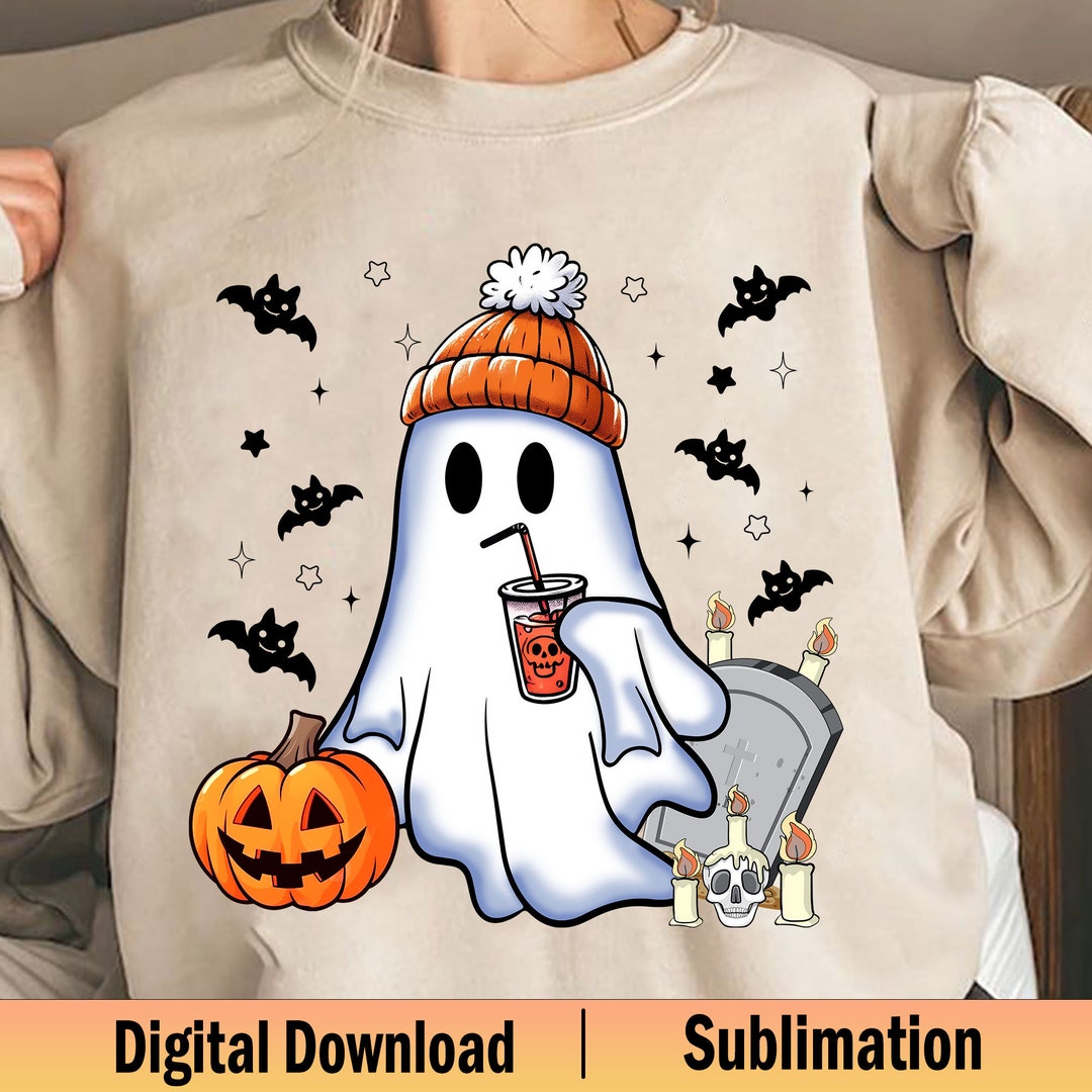 Cute Ghost Png, Halloween Png, Spooky Season Png, Halloween Coffee Png ...