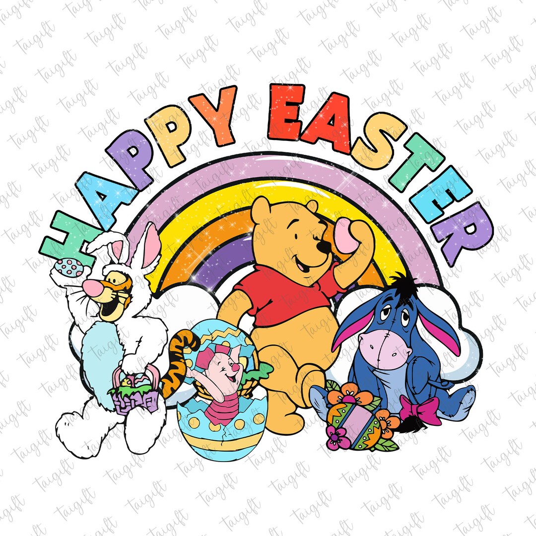 Happy Easter Png, Pooh and Friends Easter Png, Winnie the Pooh Easter ...
