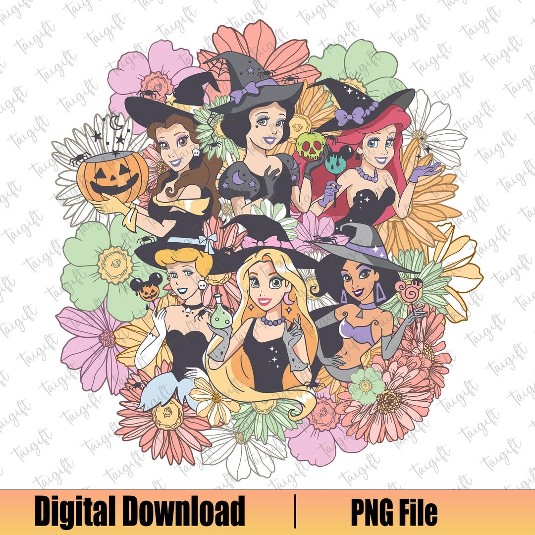 Floral Princess Halloween Png, Halloween Witch Png, Princess Witches ...
