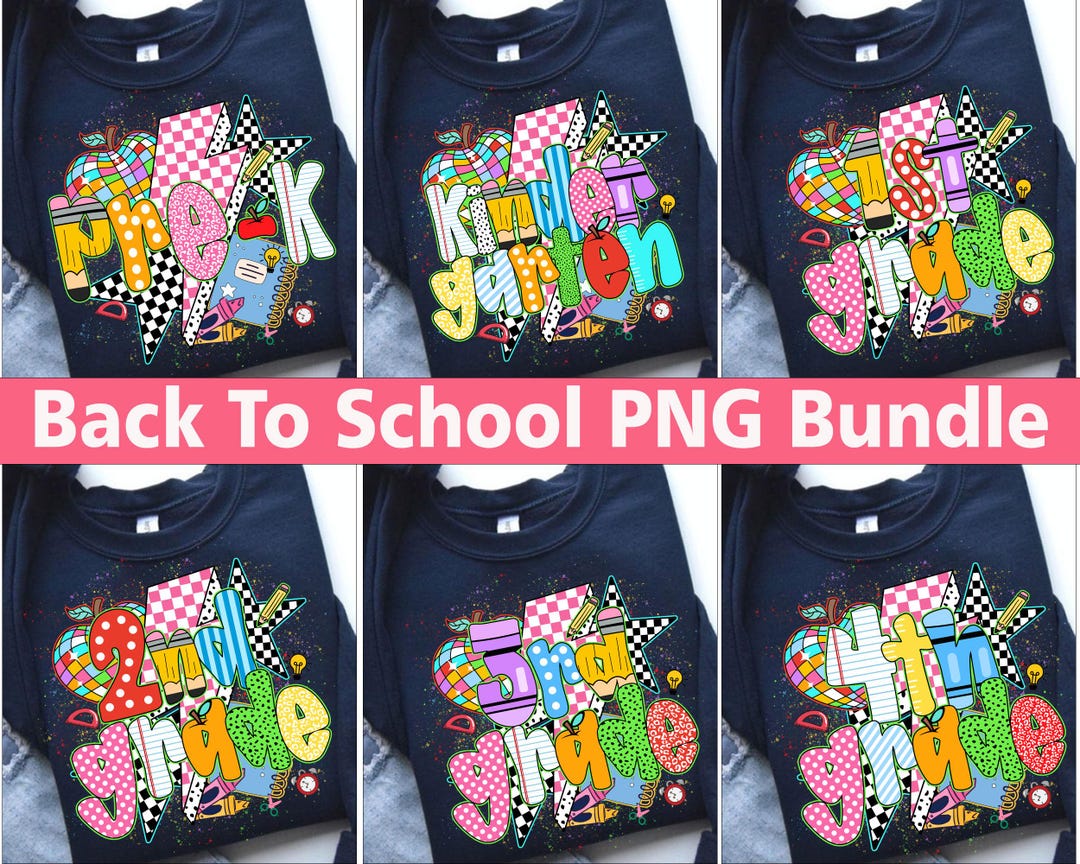 Preppy Back to School Png Bundle, Checkered Lightning Bolt Png, School ...