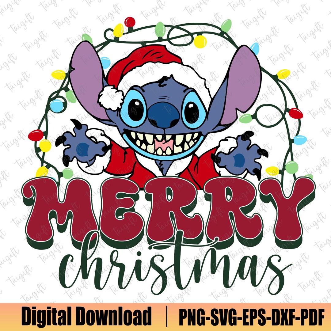 Merry Christmas Svg, Christmas Svg, Cartoon Characters, Stichmas Svg ...