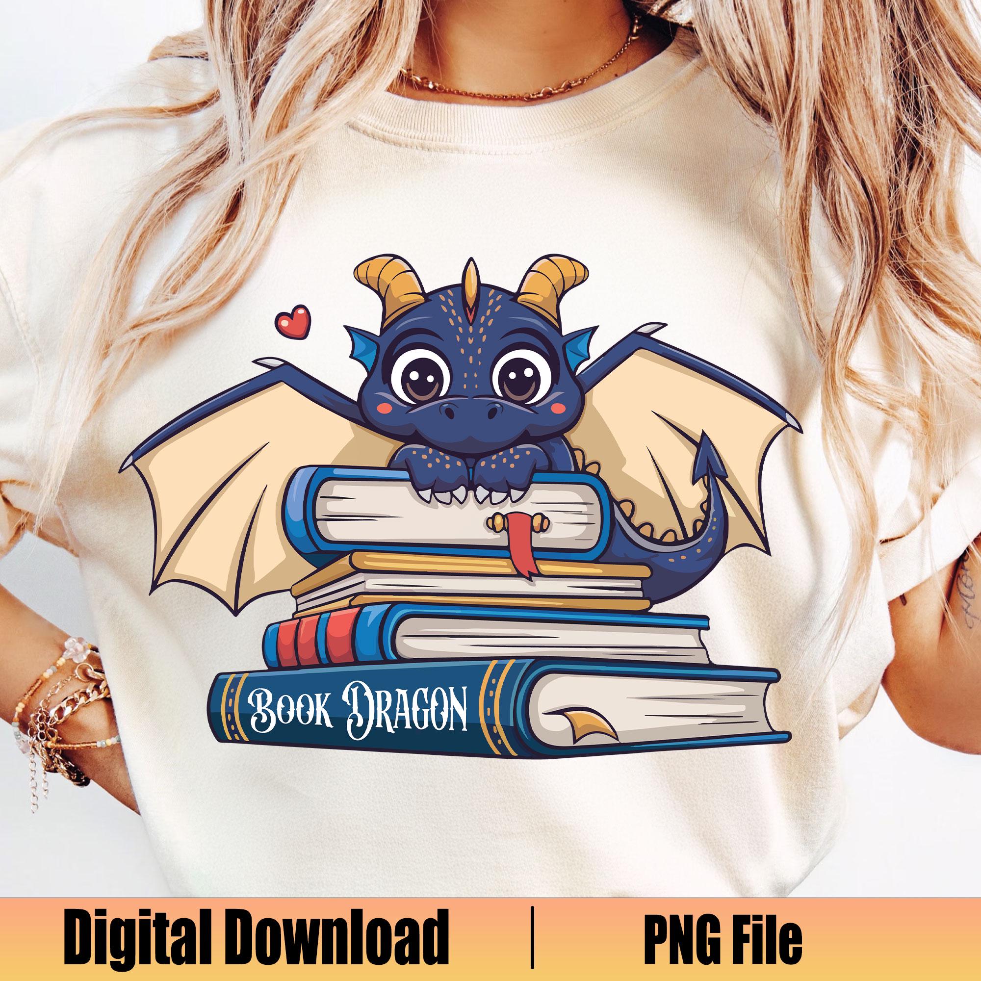 Cute Book Dragon Png, Reading Dragon Png, Fantasy Book Lover Png, Book ...