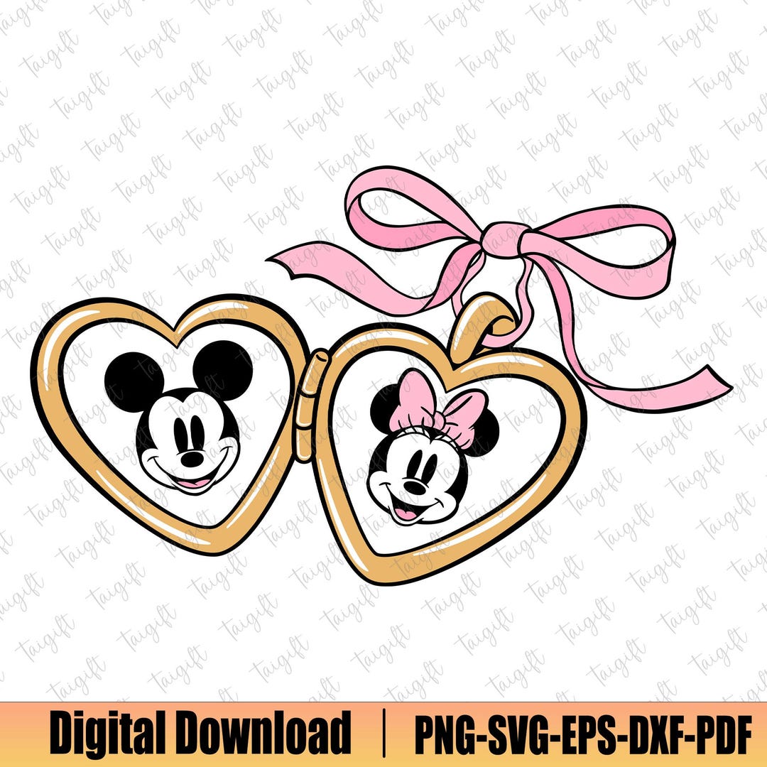 Valentine Heart Locket Svg, Happy Valentines Day Svg, Mouse and Friends ...