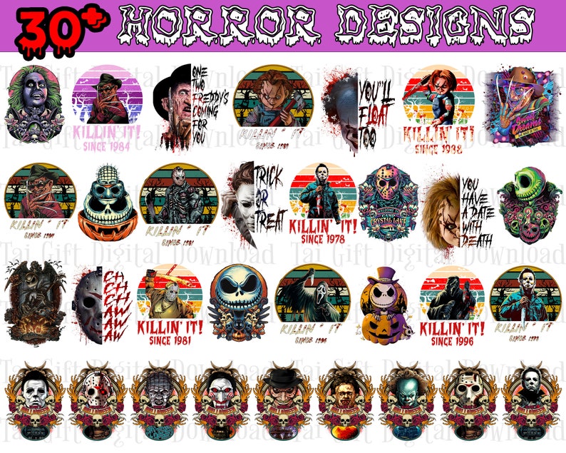 Horror Character Halloween PNG Bundle Scary Horror - Etsy