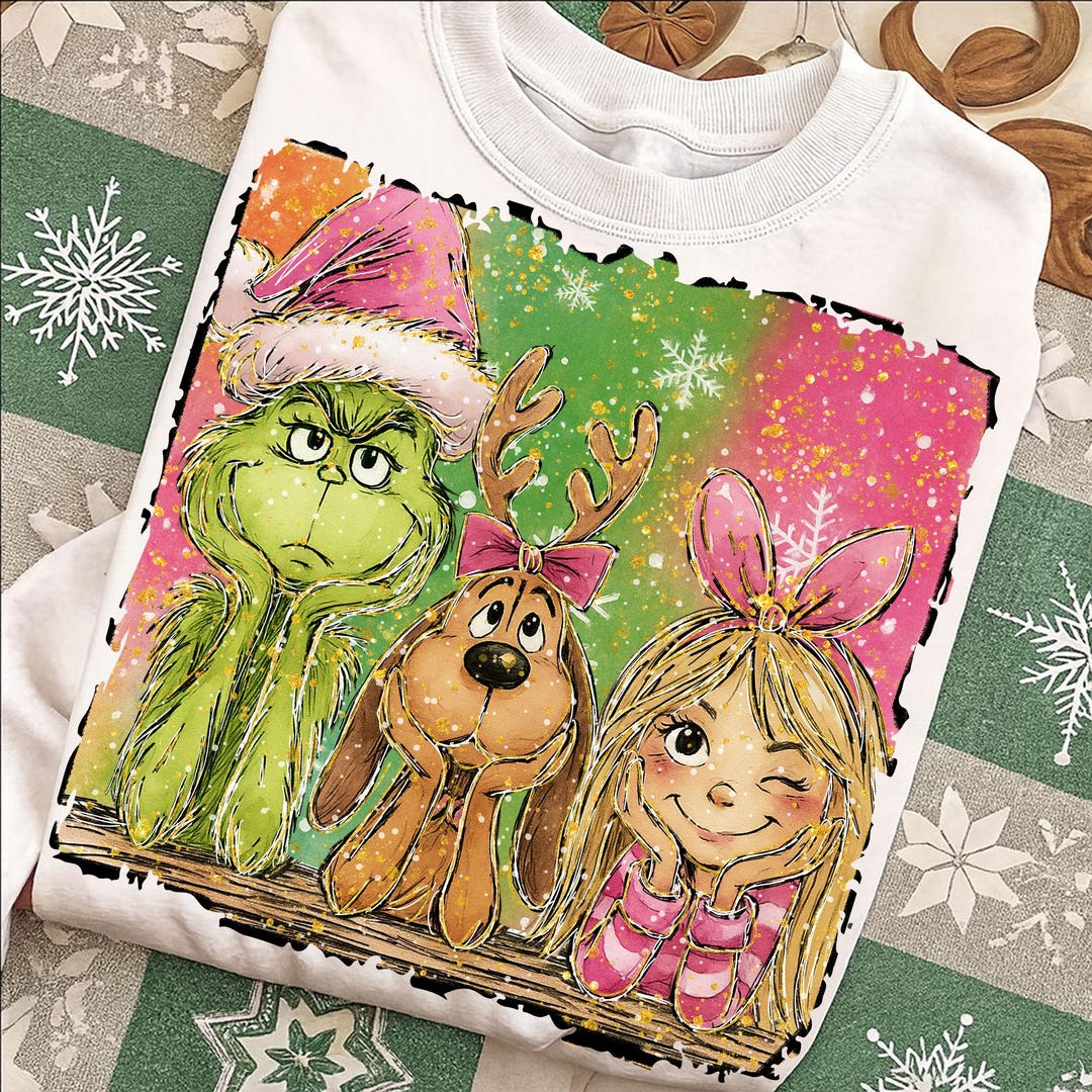 Grinc Christmas PNG: Green Mean Guy With Friends, Watercolor Christmas ...
