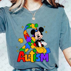 Mouse Autism Ribbon Puzzle Piece Svg, Autism Awareness Svg, Mouse and ...