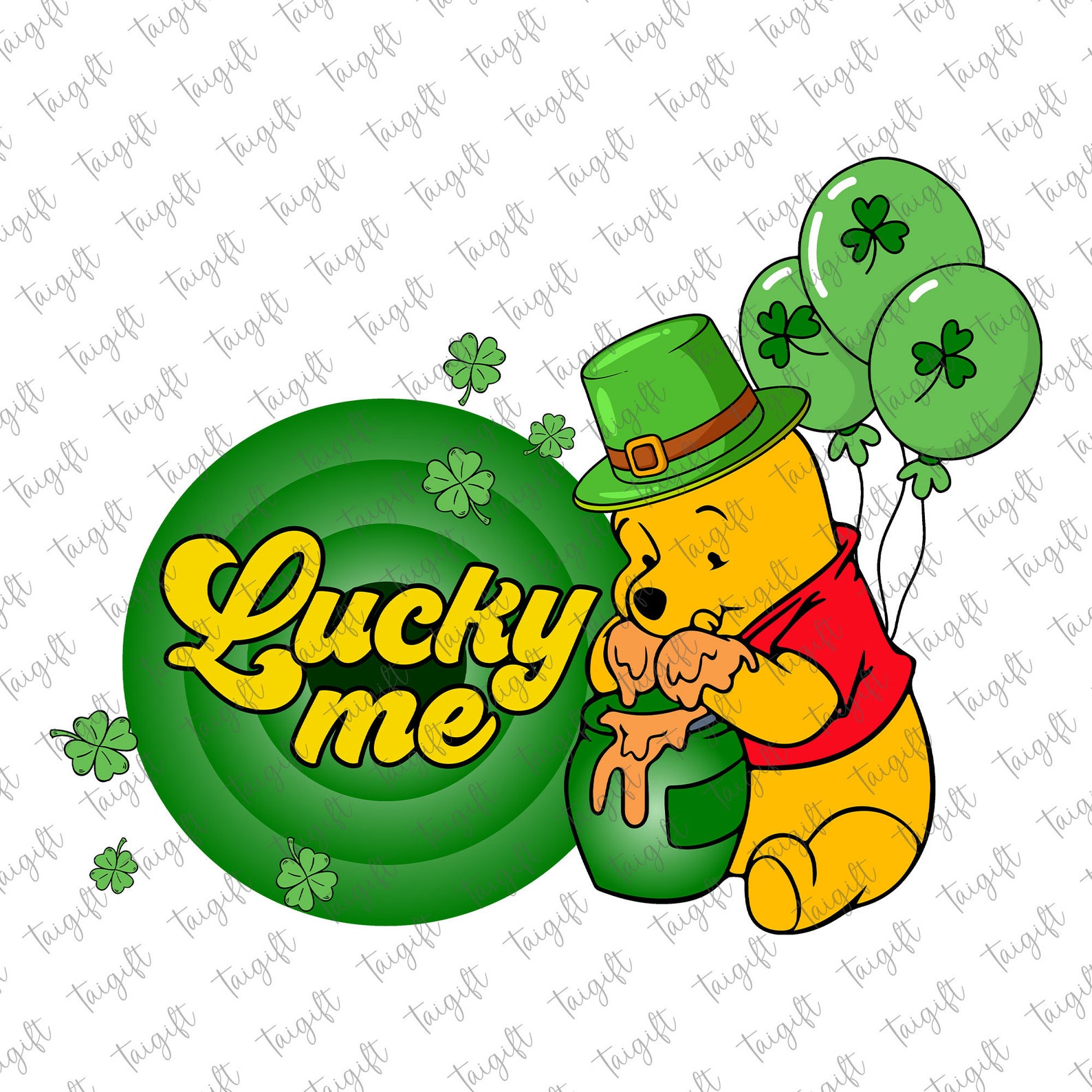 Lucky Me Pooh Bear Png, Happy St Patrick's Day, Winnie the Pooh St ...