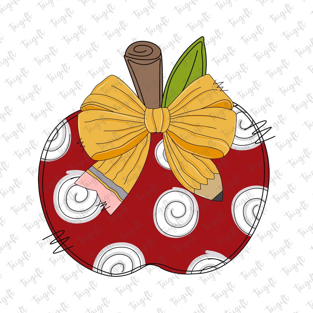 Apple Bow Png, Back to School Png, First Day of School Png, Teacher ...