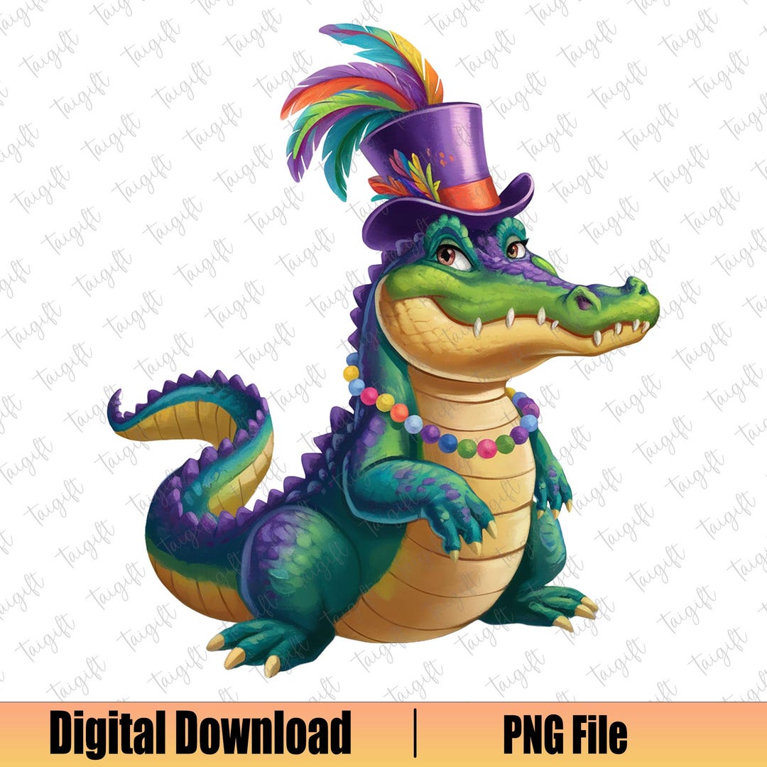 Gator Mardi Gras Png, Mardi Gras Sublimation, New Orleans Celebration ...