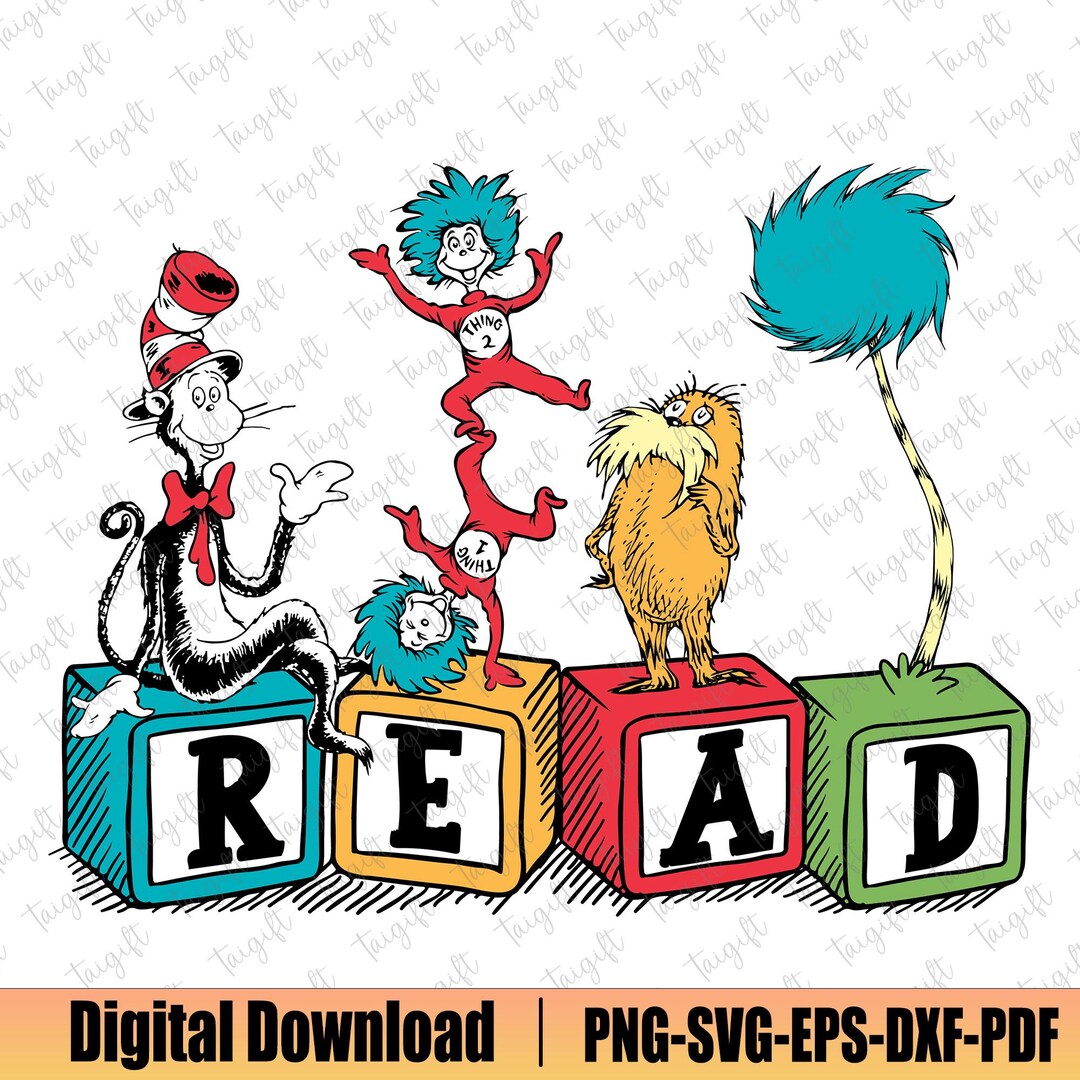Read Across America Svg, Dr Seuss Svg, Cat in the Hat Svg, Reading Day ...