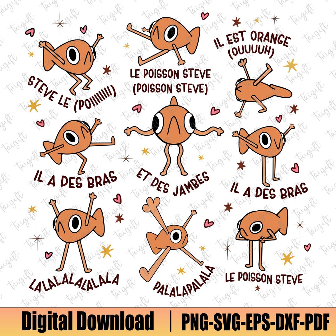 Funny Steve the Fish Svg, Le Poisson Steve Svg, French Meme Cartoon Svg ...