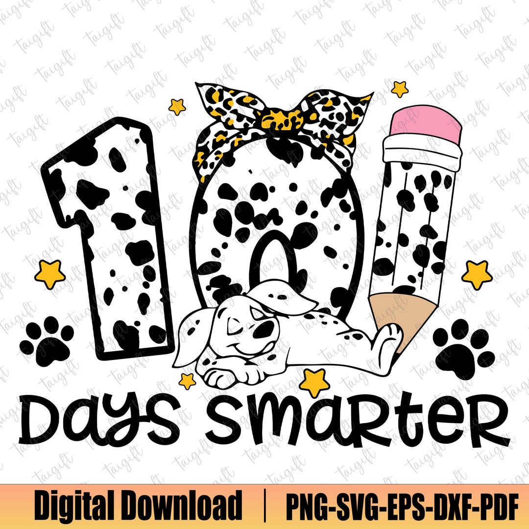 101 Days Smarter Svg, 101 Days of School Dalmatian Svg, Cartoon ...