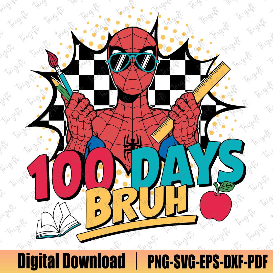 100 Days of School Superhero Svg, Happy 100 Days of School Svg, Cartoon ...