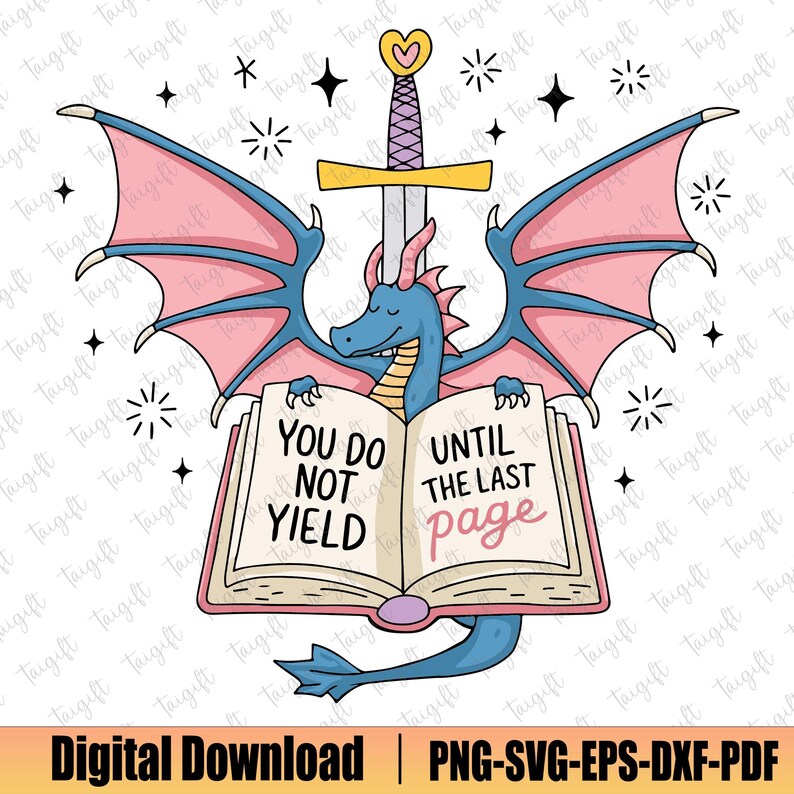 Dragon Book Svg, Fantasy Reading Svg, Book Lover Svg, Cute Dragon Svg ...