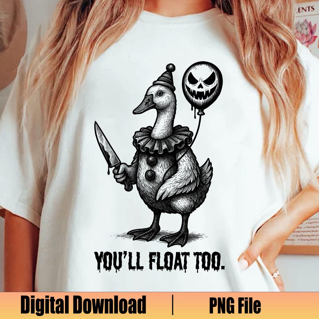 Creepy Goose Clown PNG, You'll Float Too Horror Png, Halloween Killer ...