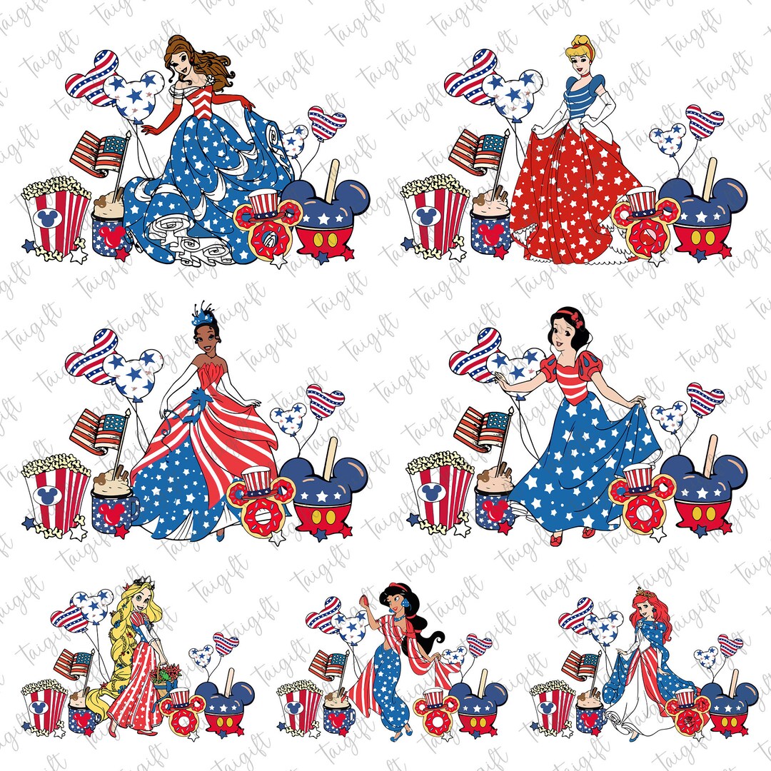 Princess 4th of July Png Bundle, Independence Day Png, Fourth of July ...
