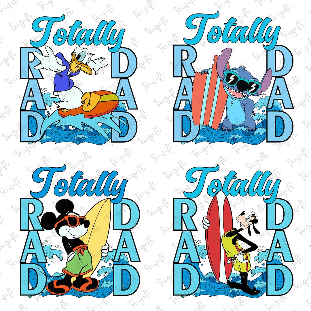 Totally Rad Dad Svg, Summer Vibes Svg, Father's Day Svg, Mouse Surfing ...
