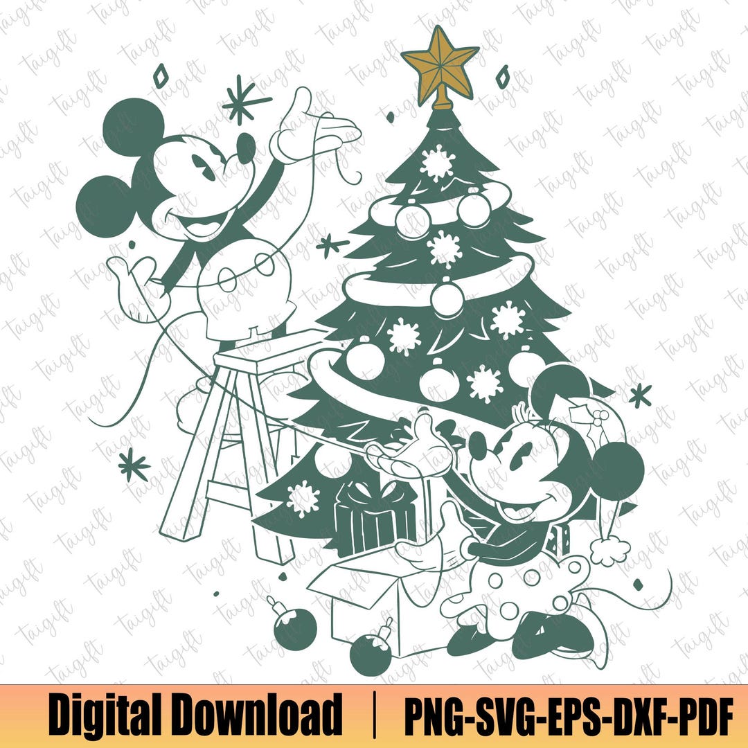 Merry Christmas Mouse With Tree Svg, Mouse and Friends, Xmas Holiday ...