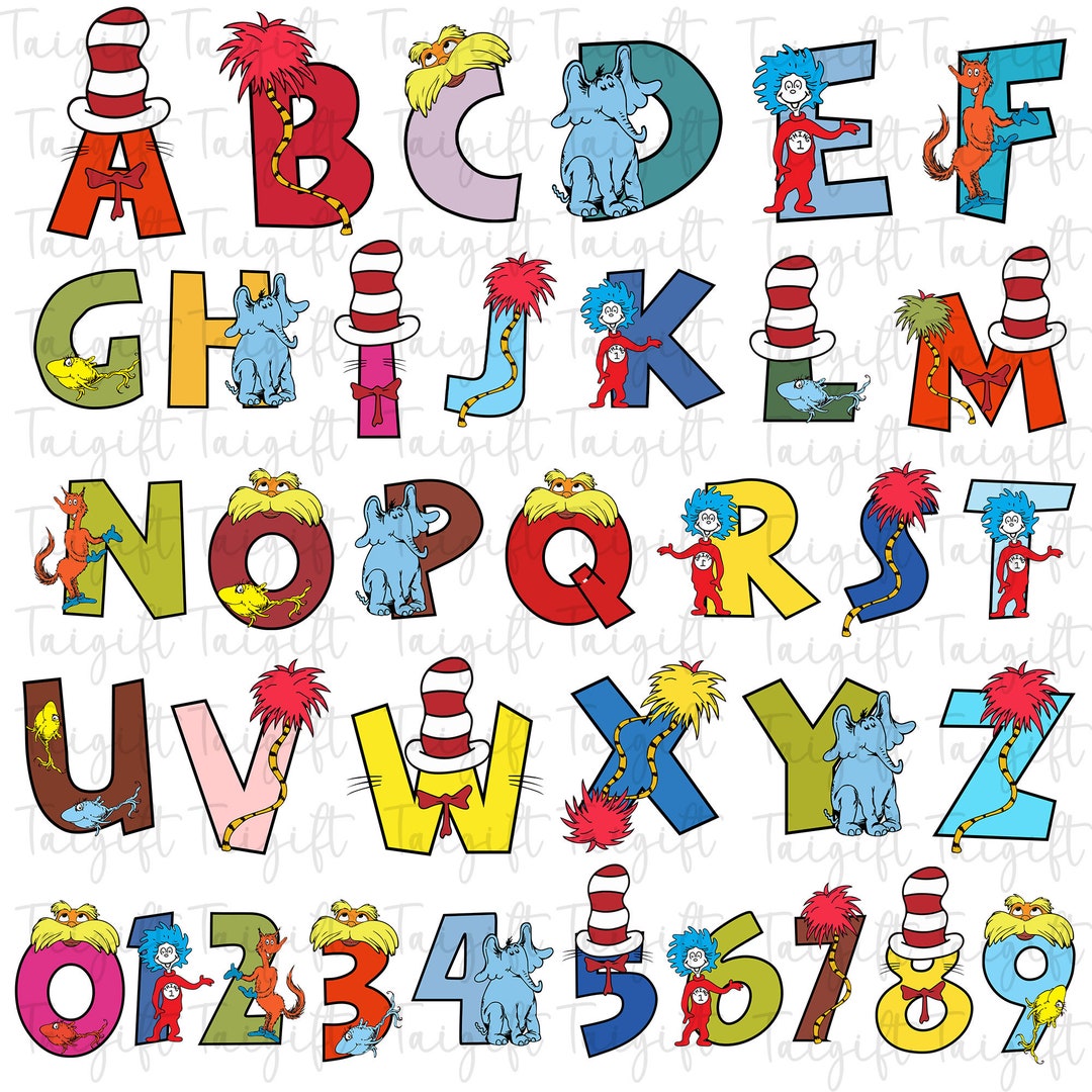 Dr Seuss Alphabet Monogram, Cat in the Hat Png, Dr Seuss Cartoons ...