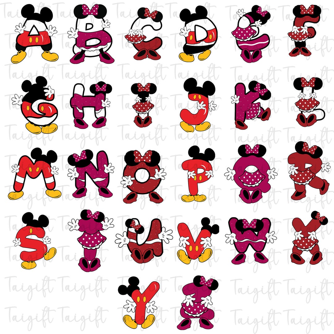 Mouse Alphabet PNG, Cute Character Alphabet PNG Sublimation, Cartoons ...