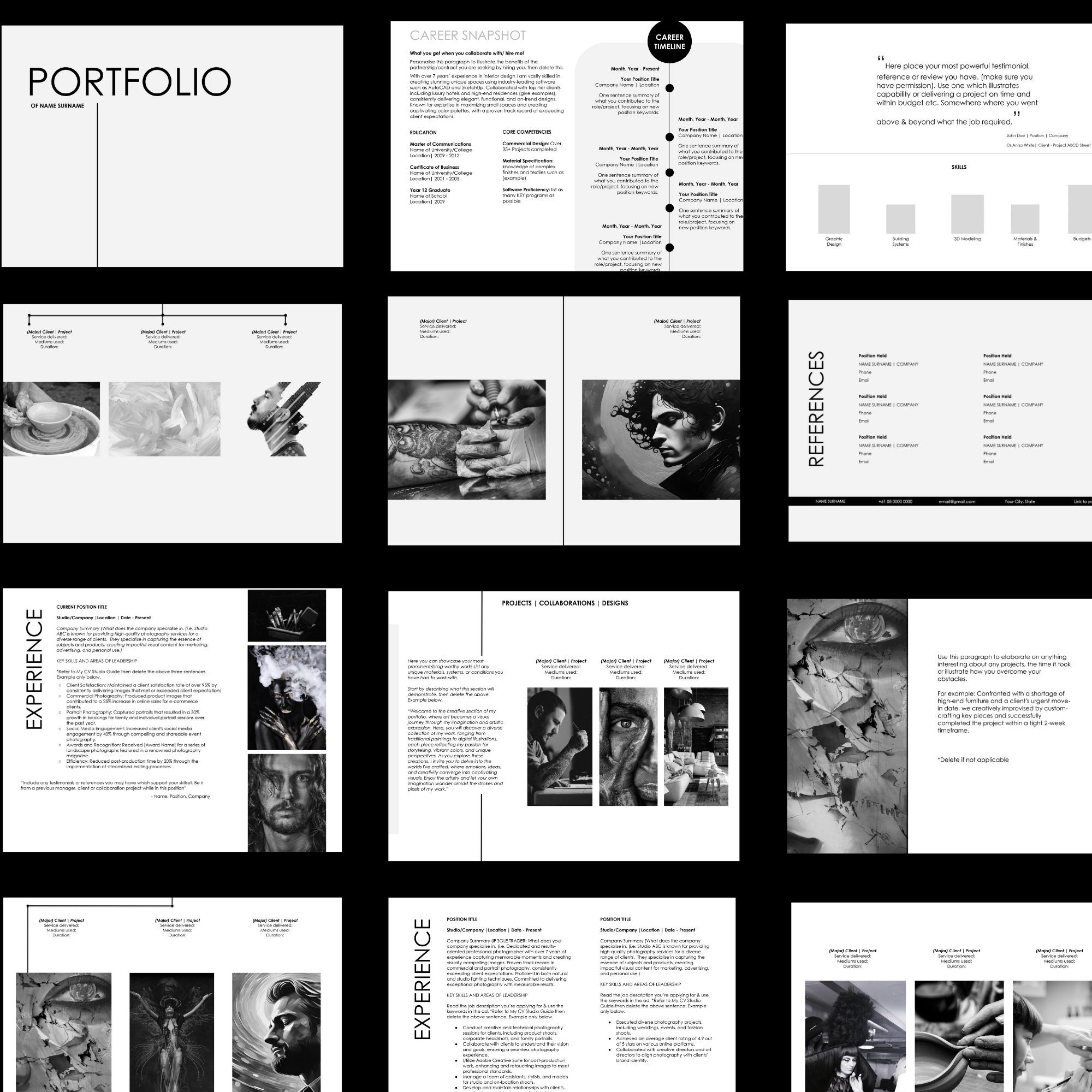 Creative Resume CV Portfolio Elegant Design With Prompts - Etsy