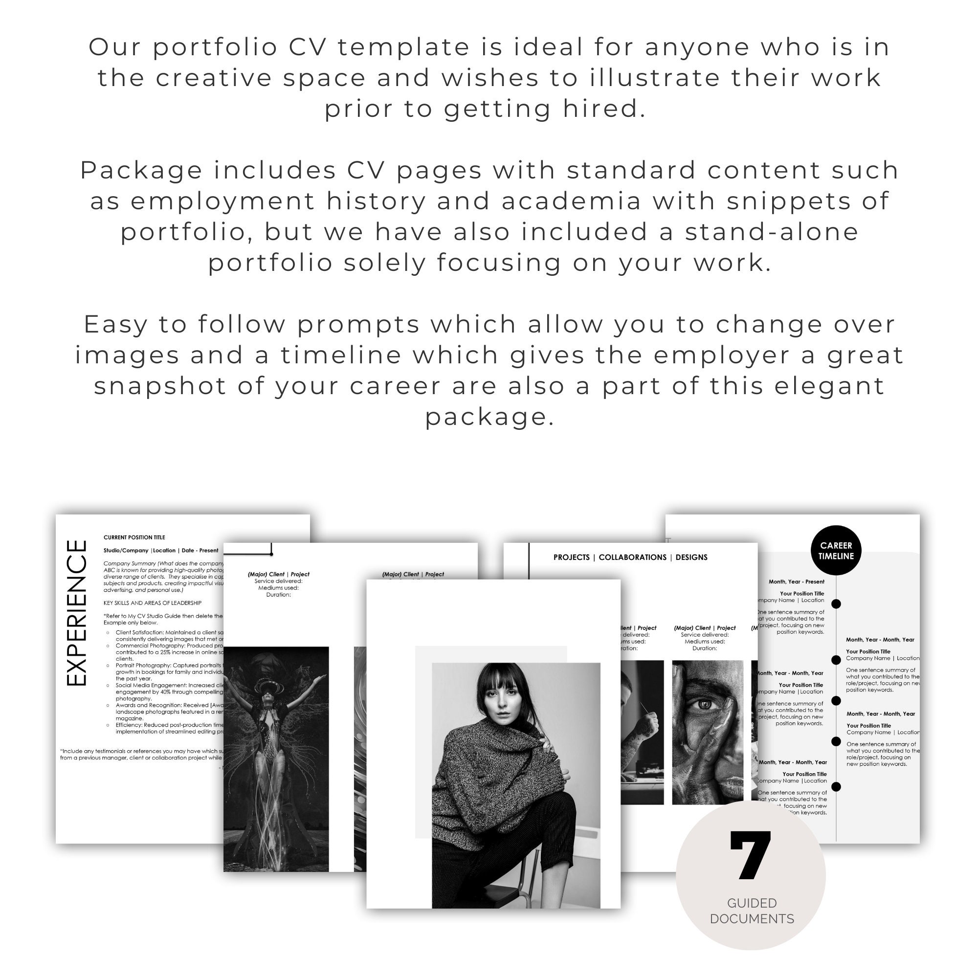 Creative Resume CV Portfolio Elegant Design With Prompts - Etsy