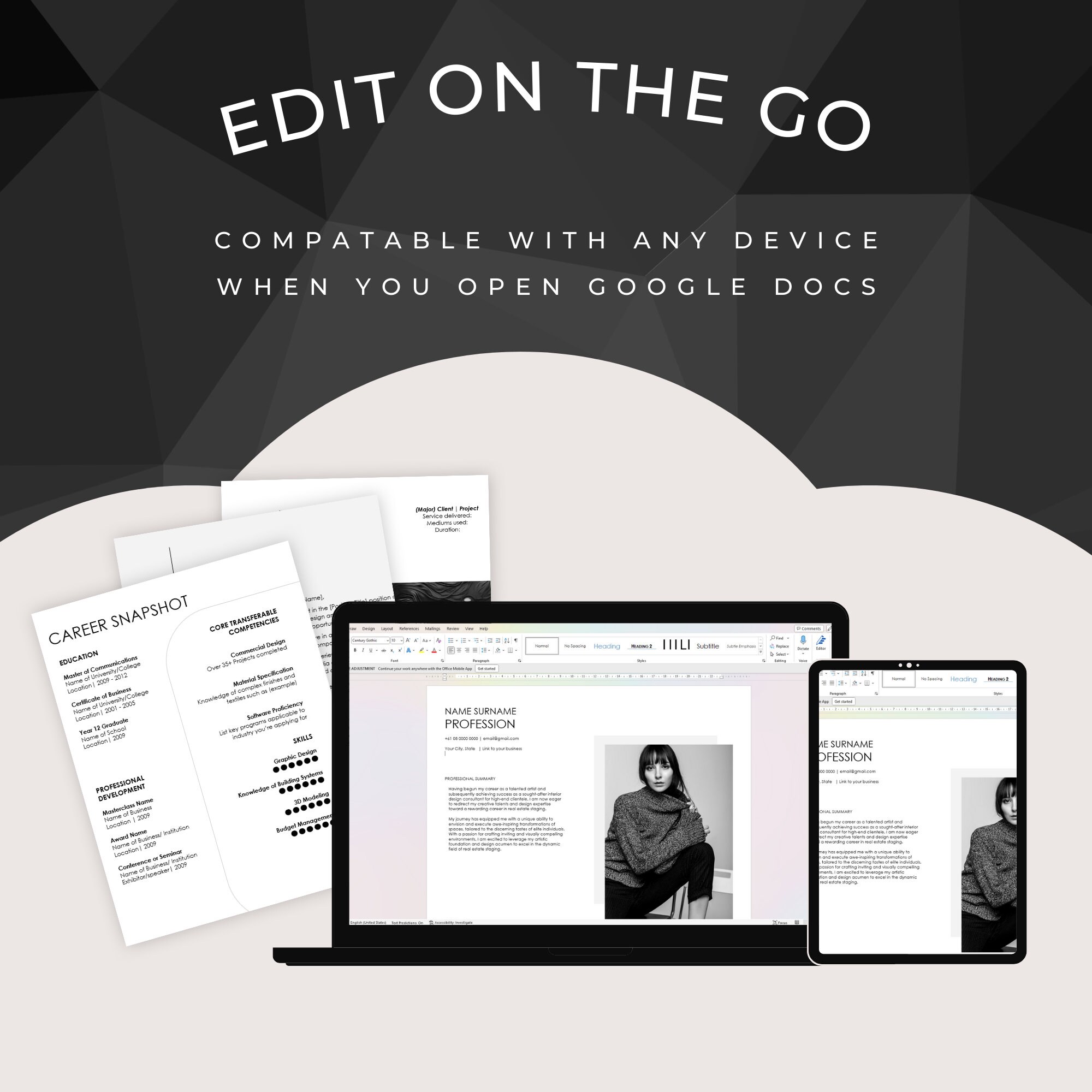 Creative Resume CV Portfolio Elegant Design With Prompts - Etsy