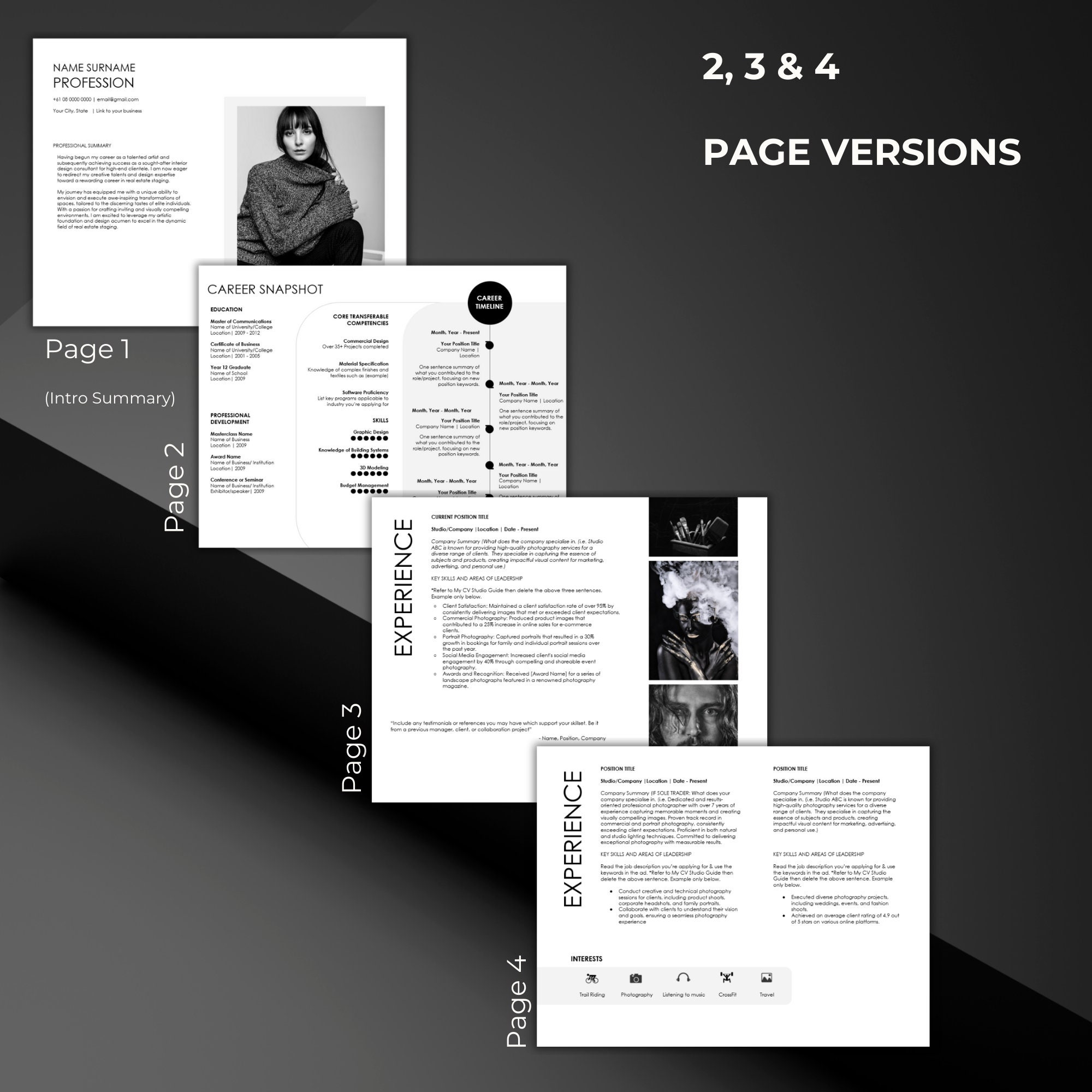 Creative Resume CV Portfolio Elegant Design With Prompts - Etsy
