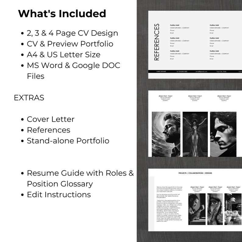 Creative Resume CV Portfolio Elegant Design With Prompts - Etsy
