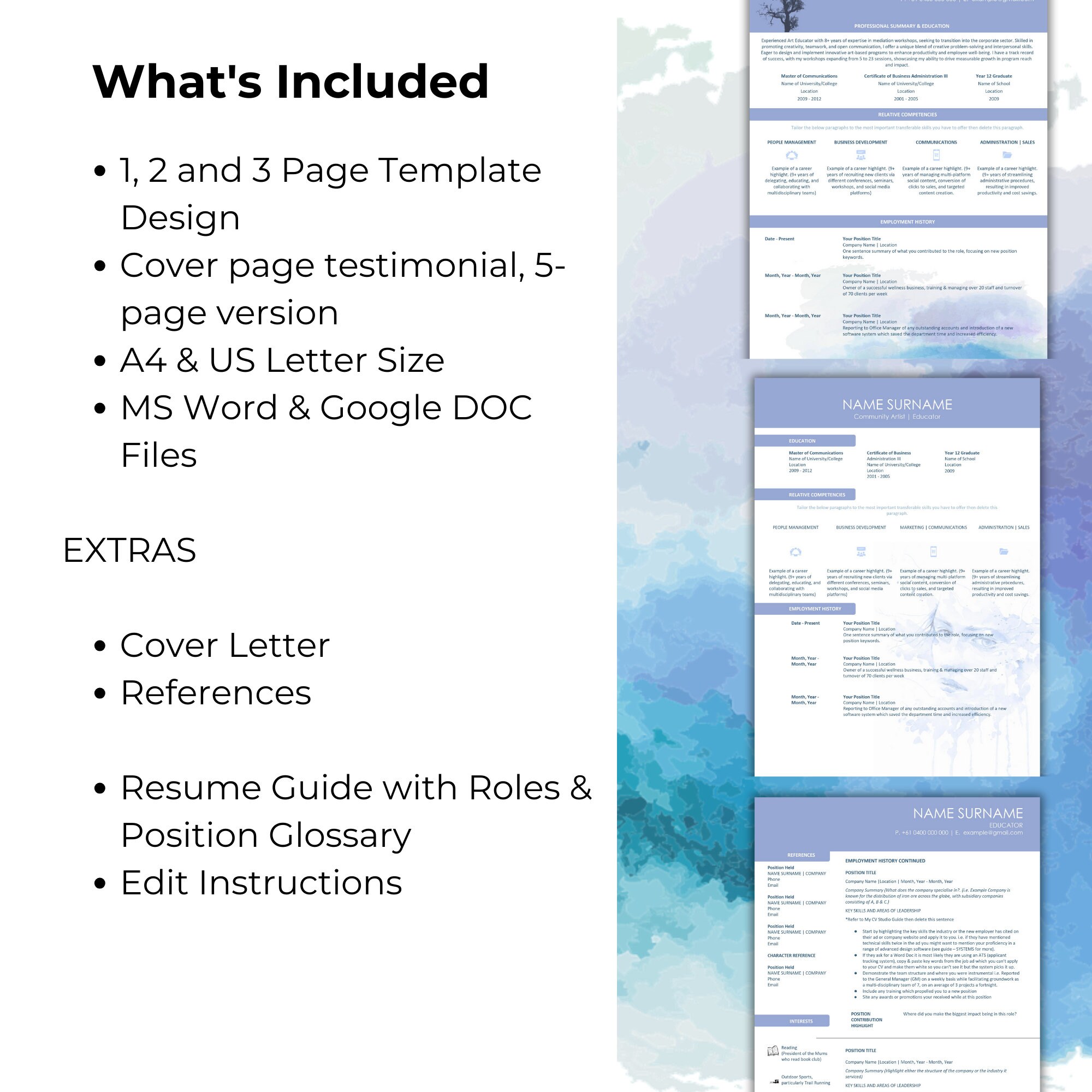 Creative, Editable Resume/cv Template Ideal for Any Career Development ...