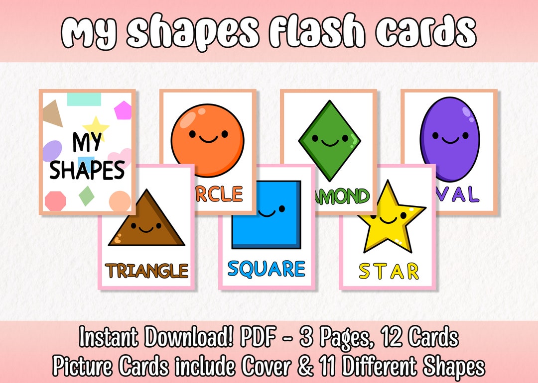 My Shapes Educational Flash Cards, Shapes Picture Cards, Cute Learning ...