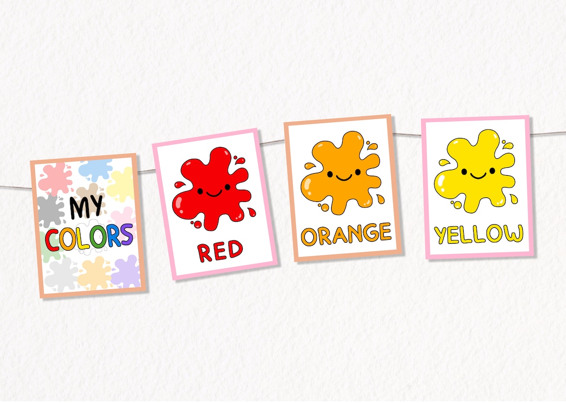 My Colors Educational Flash Cards, Color Picture Cards, Cute Learning ...