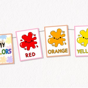My Colors Educational Flash Cards, Color Picture Cards, Cute Learning ...