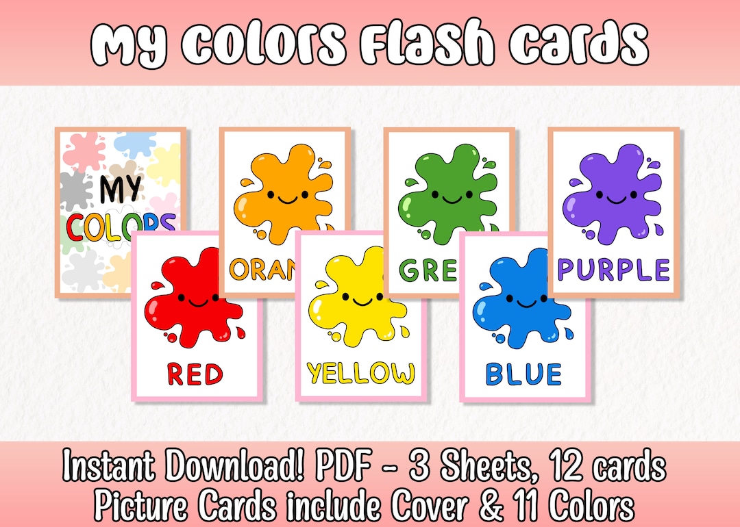 My Colors Educational Flash Cards, Color Picture Cards, Cute Learning ...