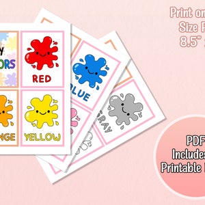 My Colors Educational Flash Cards, Color Picture Cards, Cute Learning ...