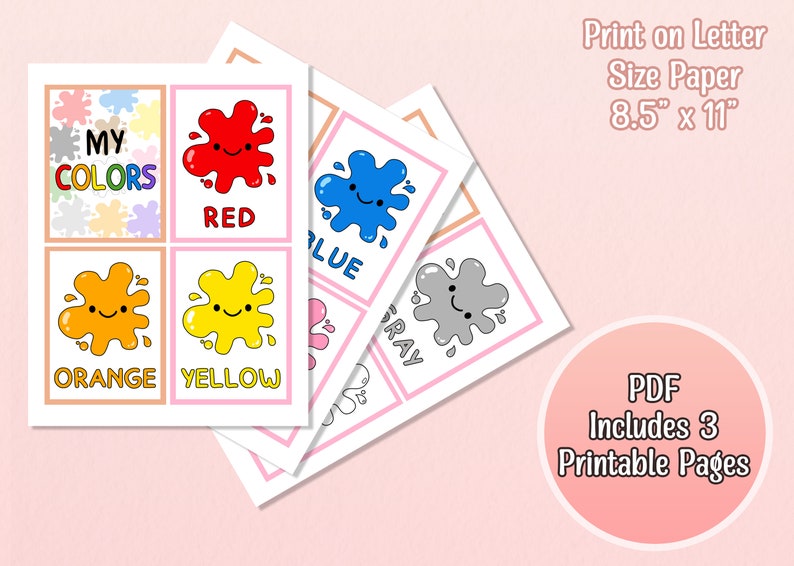 My Colors Educational Flash Cards, Color Picture Cards, Cute Learning ...